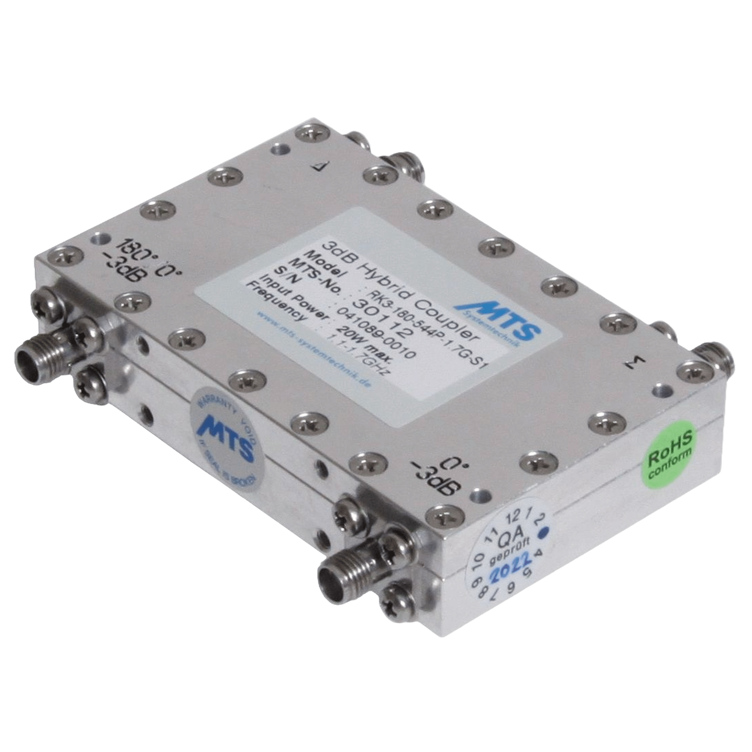 3 dB Hybrid Koppler 180° 1,1 – 1,7 GHz – MTS Systemtechnik